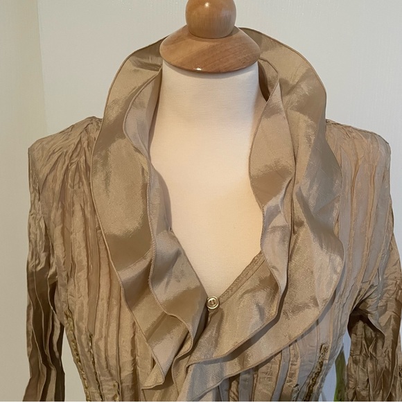 Agora | Tops | Nwt Agora Womens Crinkle Pleated Button Up Blouse With ...